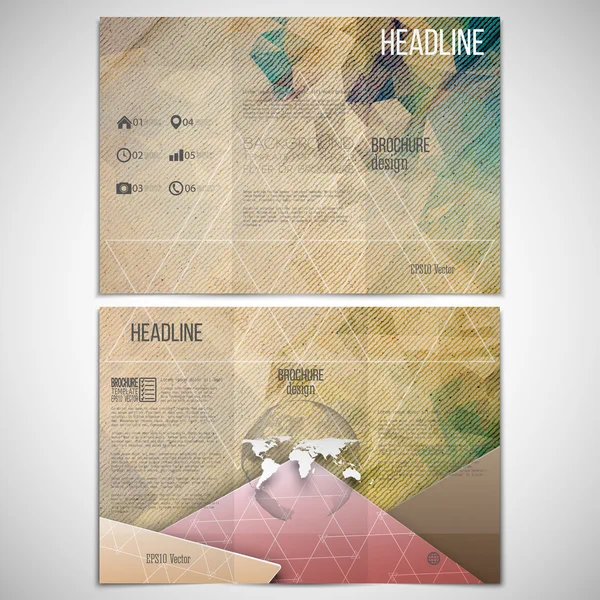 Conjunto vectorial de tr ptico plantilla de dise o de folleto en ambos lados con elemento globo ...