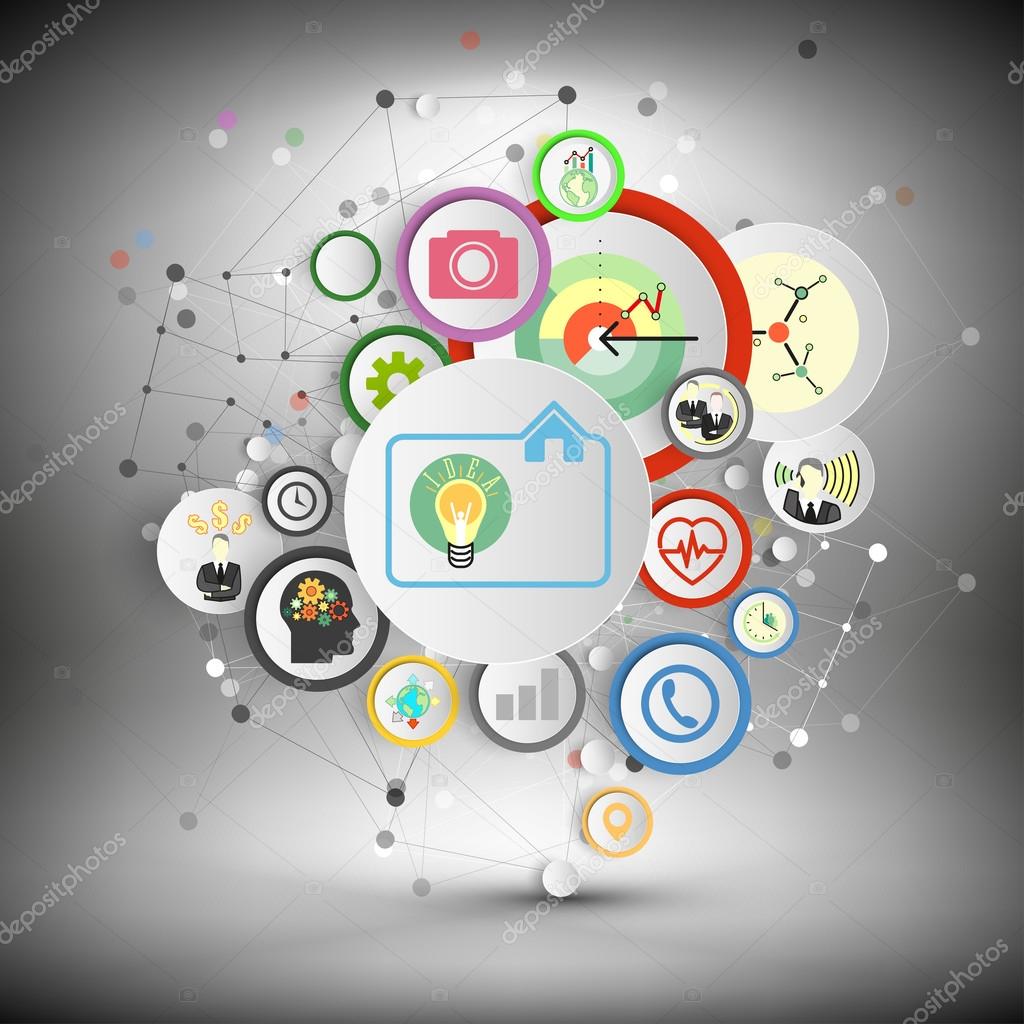 Infographic network with icons for business vector template Stock ...