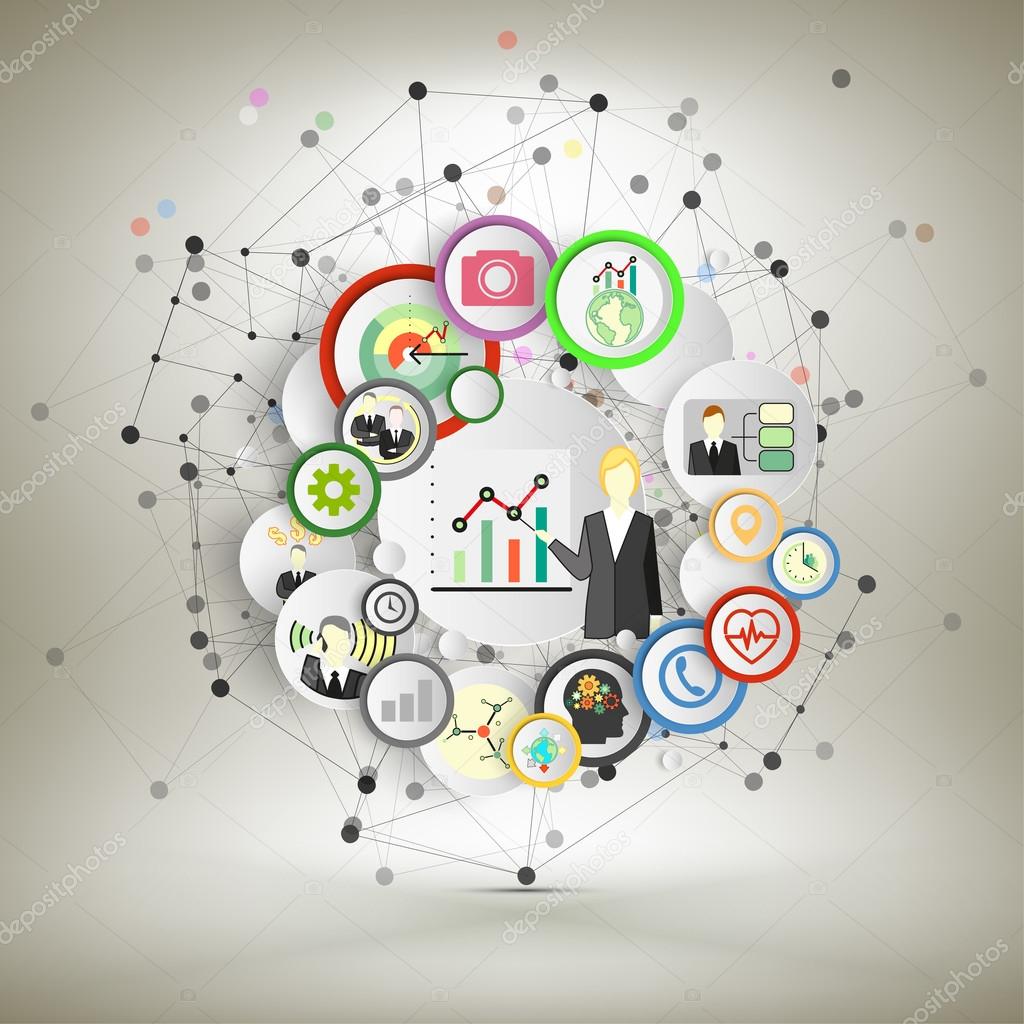 Infographic network with icons for business vector template Stock ...