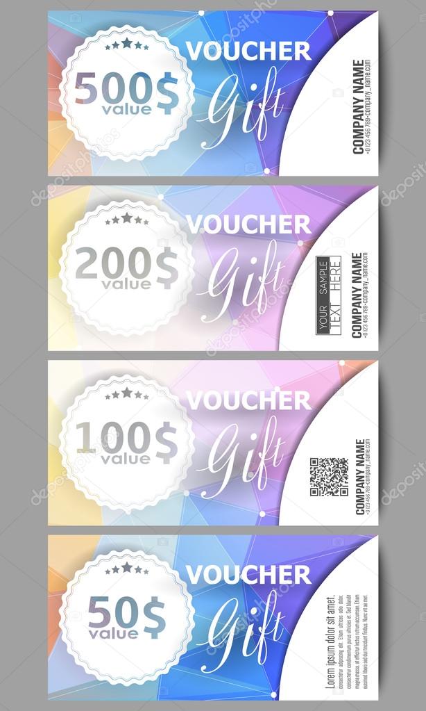 Set of modern gift voucher templates. Colorful design, abstract vector ...