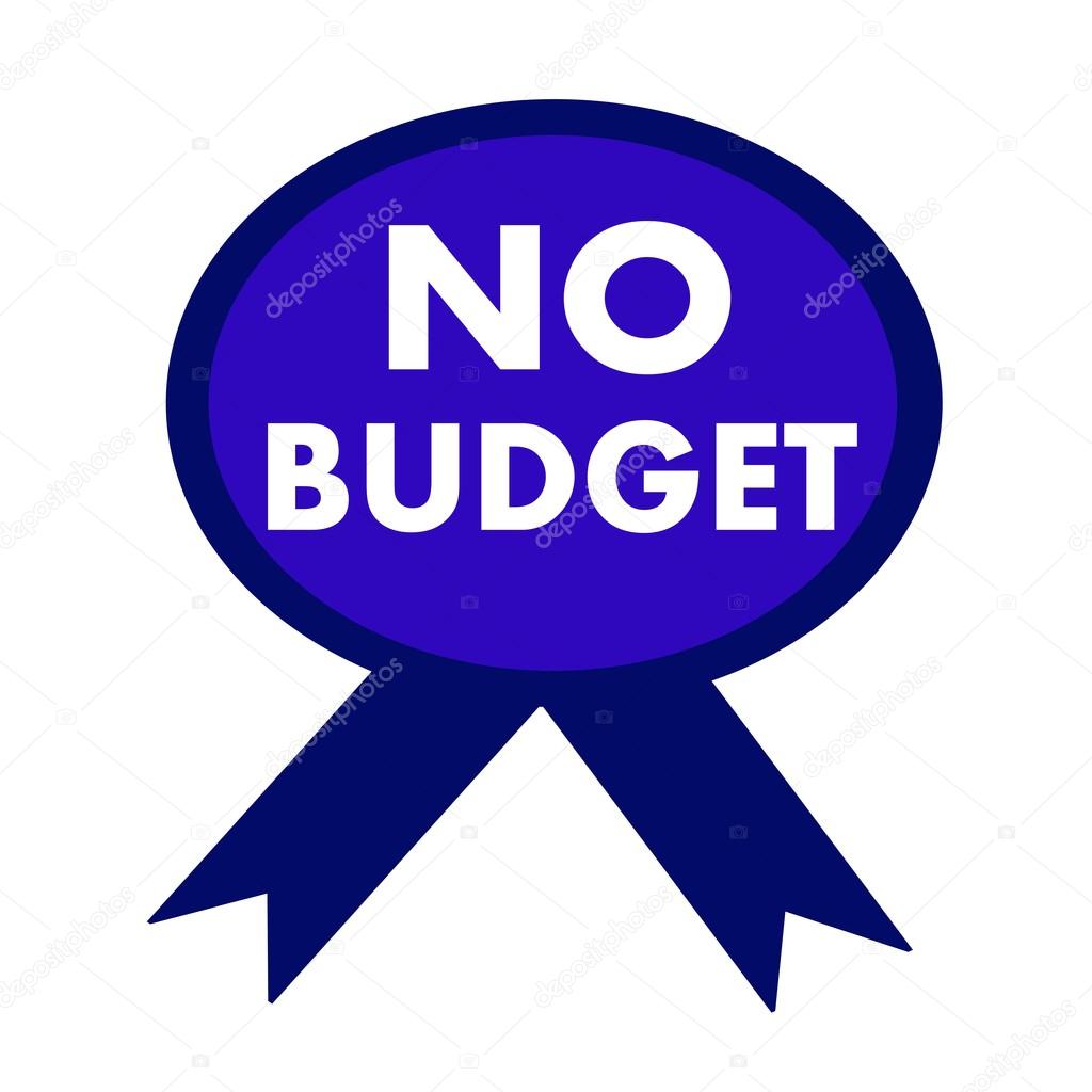 No budget white wording on background blue ribbon Stock Photo by ...