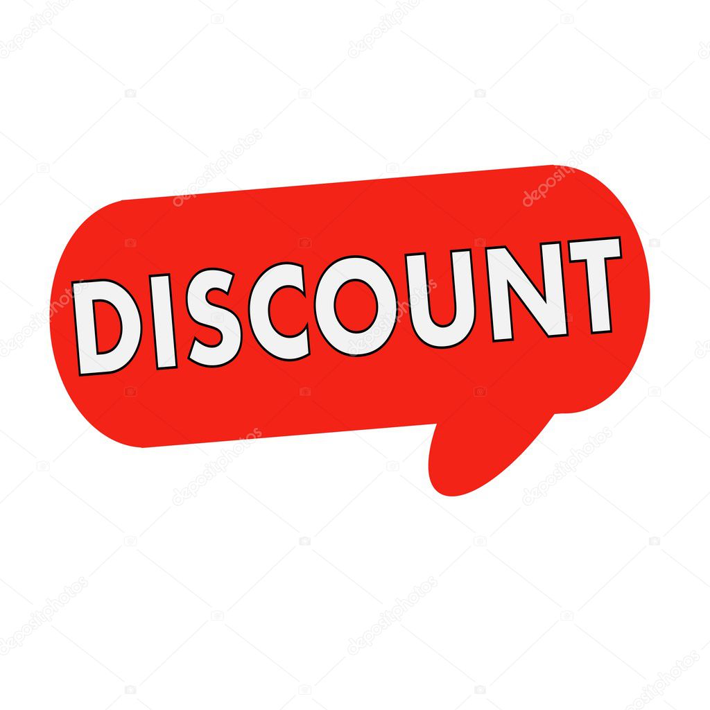 Discount wording on Speech bubbles red cylinder — Stock Photo ...