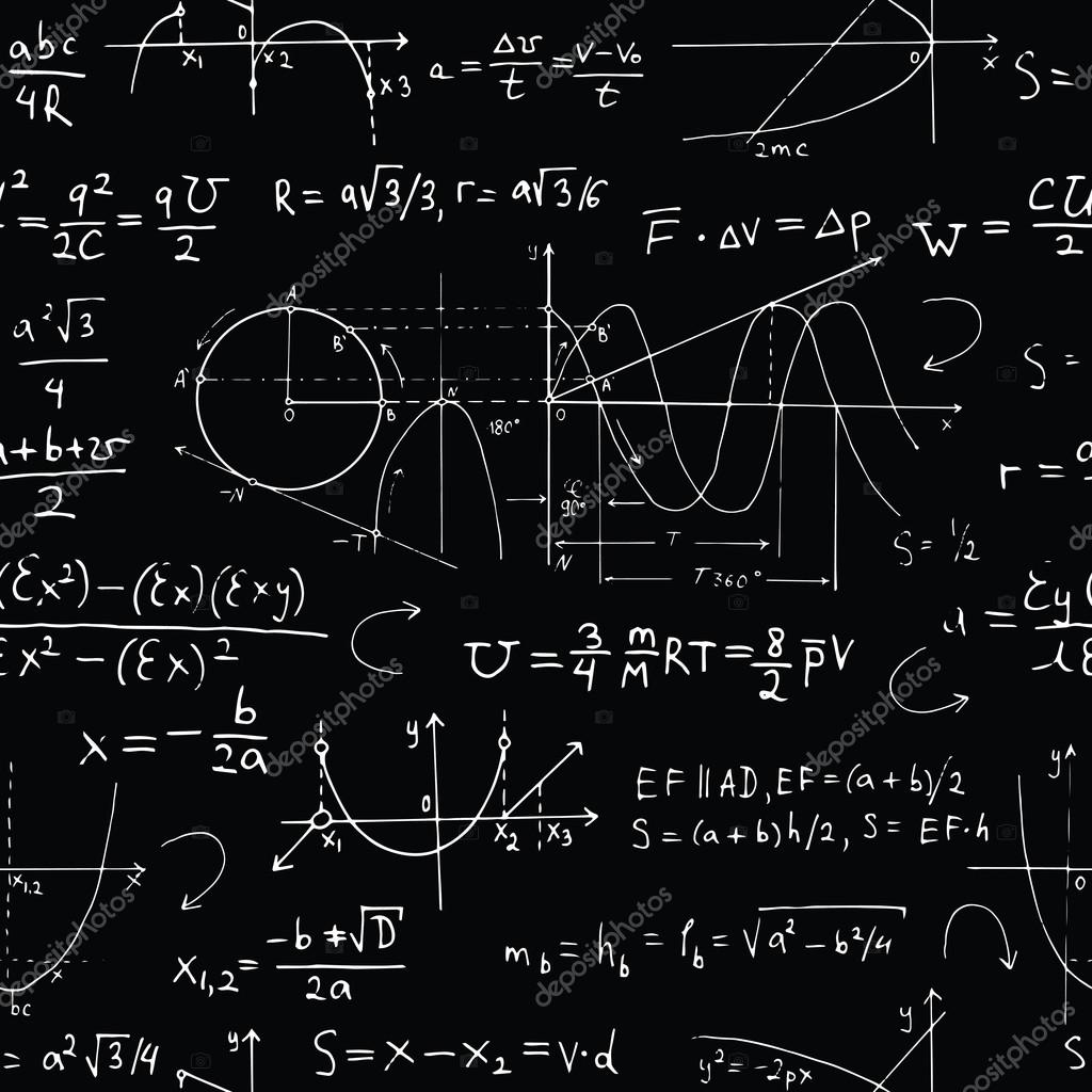 Fondo sin fisuras con fórmulas matemáticas y gráficos vector, gráfico ...