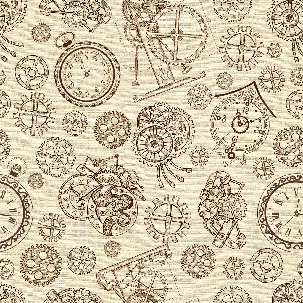 Seamless textured background with vintage clocks Stock Photo by ...