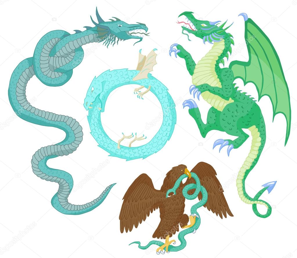 Medieval mythological creatures — Stock Vector © Samiramay #67543307