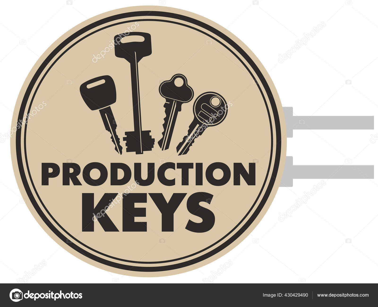 Production Keys Signboard Various Types Keys Black White Vector ...