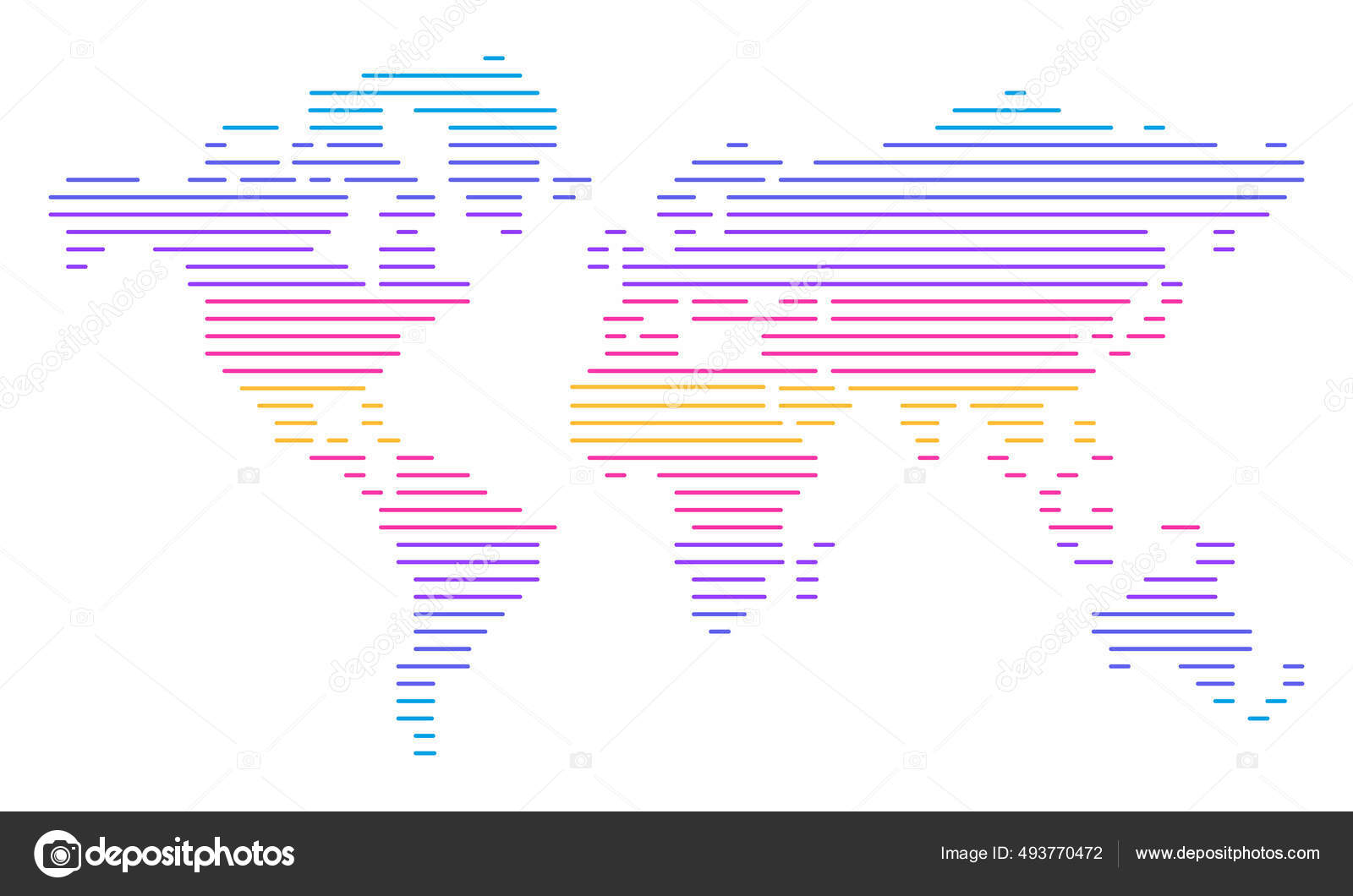 World Map Form Stripes Colored Lines Form Continents Vector Graphics ...
