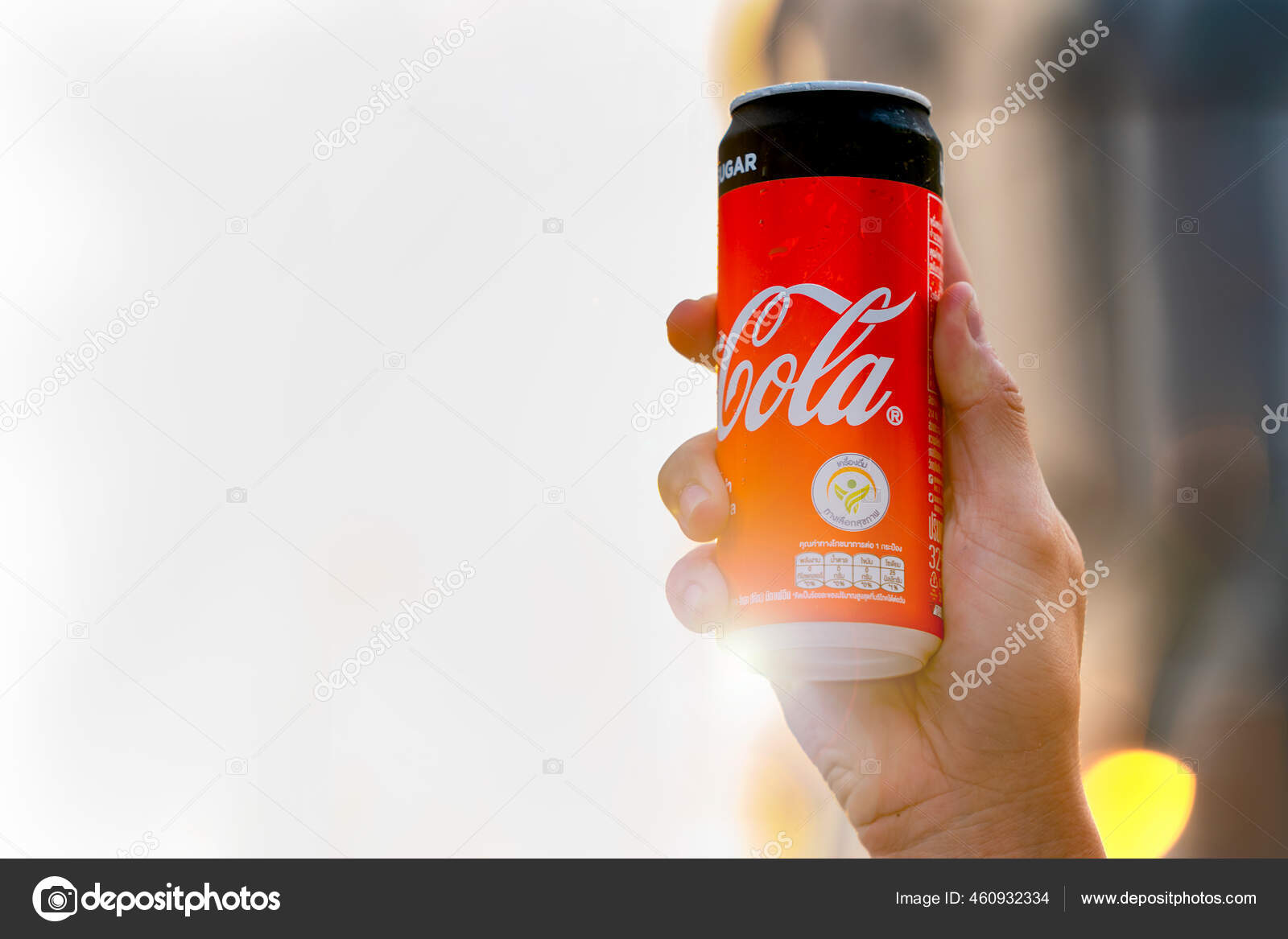 Coca Cola Drink Hand Guy Rising Can Sunlight Man Holding – Stock ...