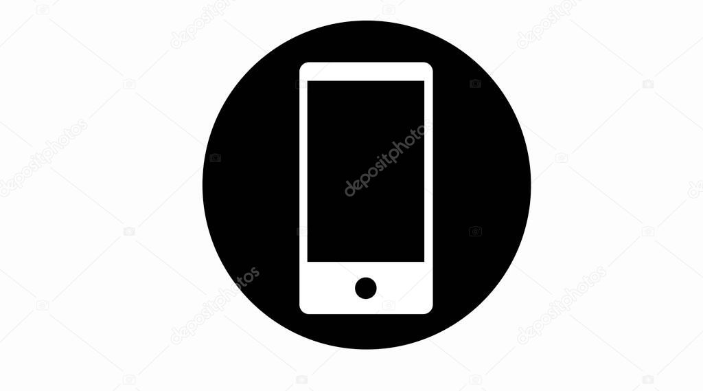 Ilustración aislada vectorial de un teléfono celular o móvil. Icono móvil blanco y negro 2022