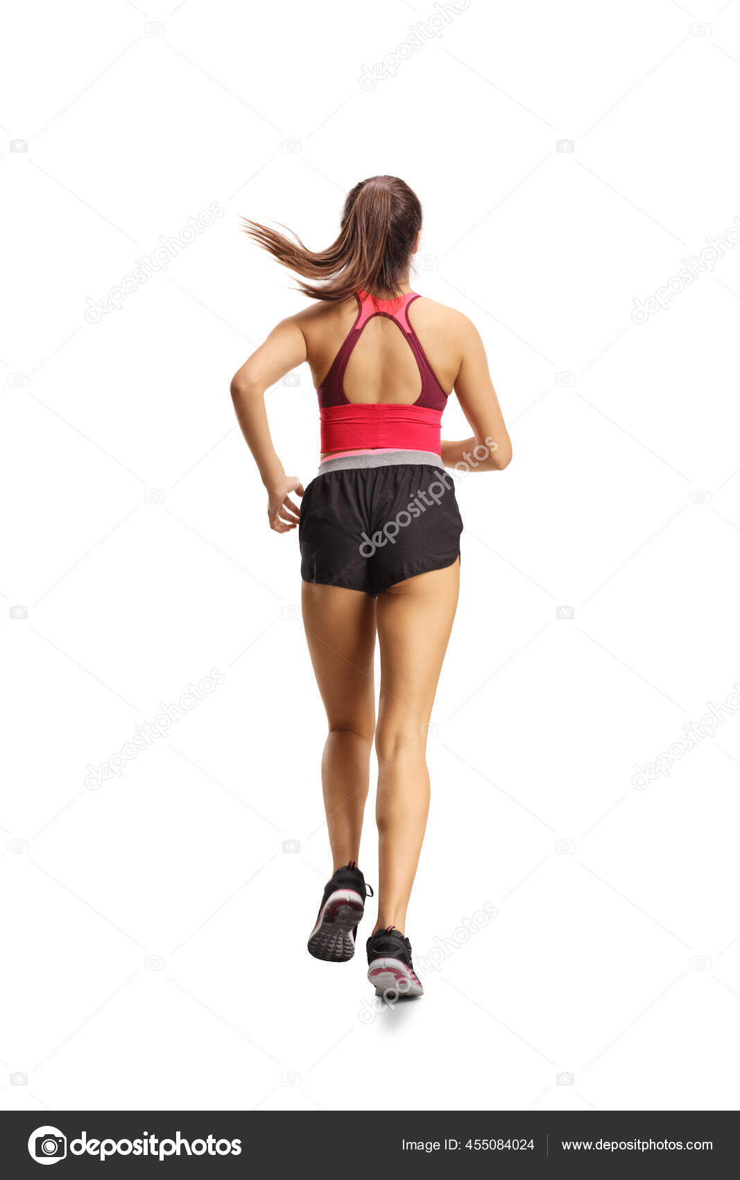 Rear View Fit Woman Sportswear Running Isolated White Background Stock ... Rear View Fit Woman Sportswear Running Isolated White Background Stock ...