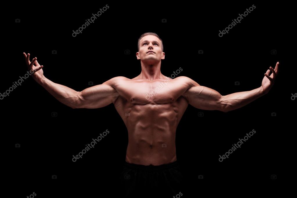 Muscular man gesturing with hands Stock Photo by ©ljsphotography 53800345