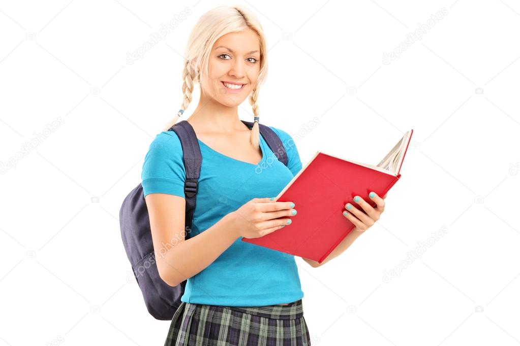 Female student reading from notebook Stock Photo by ©ljsphotography ...