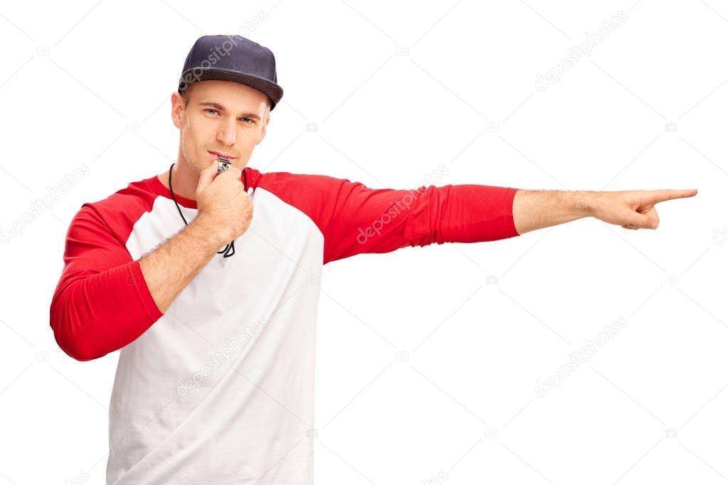 Male baseball referee blowing a whistle Stock Photo by ©ljsphotography ...