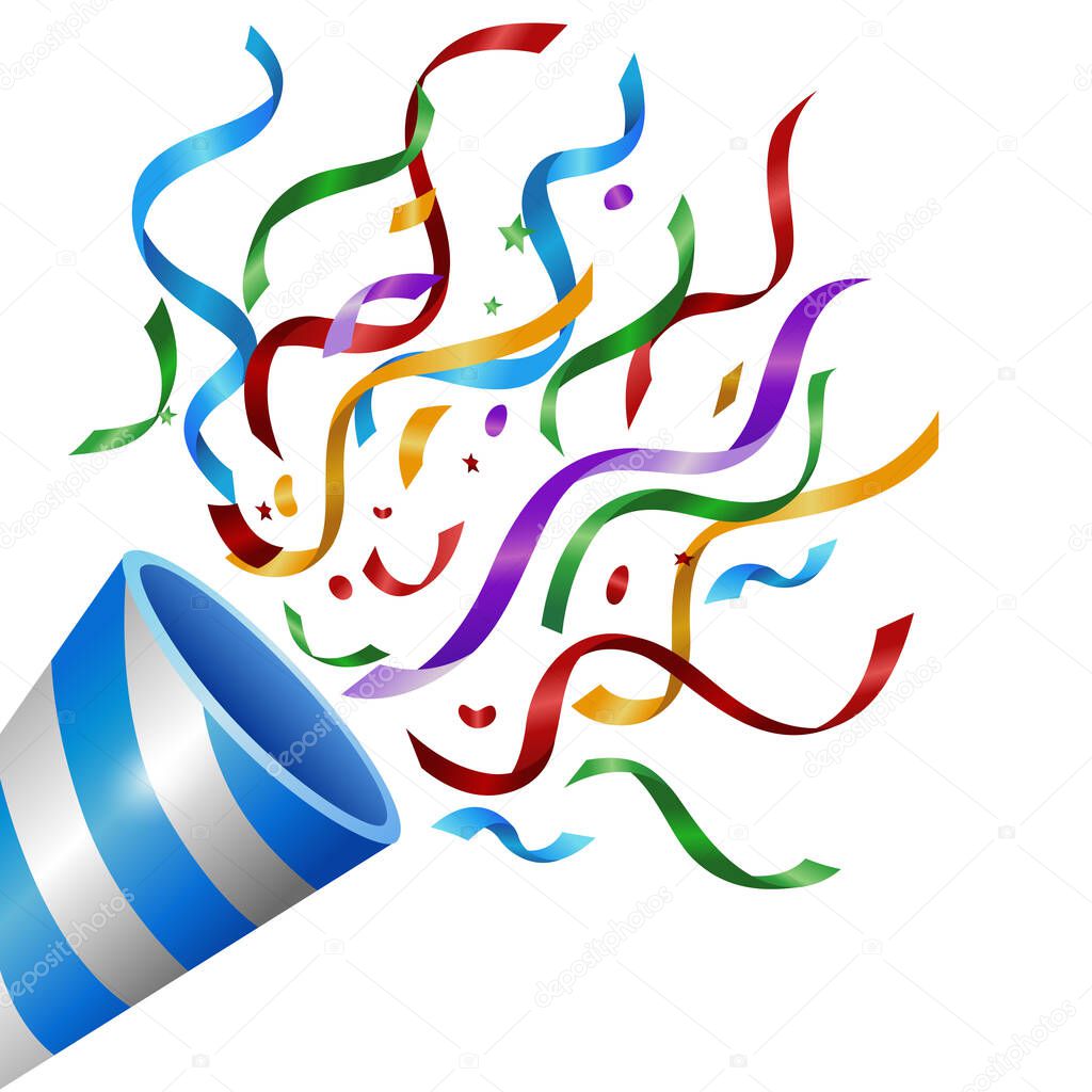 Popper explosivo con confeti colorido aislado, adecuado para fiesta de ... Popper explosivo con confeti colorido aislado, adecuado para fiesta de ...