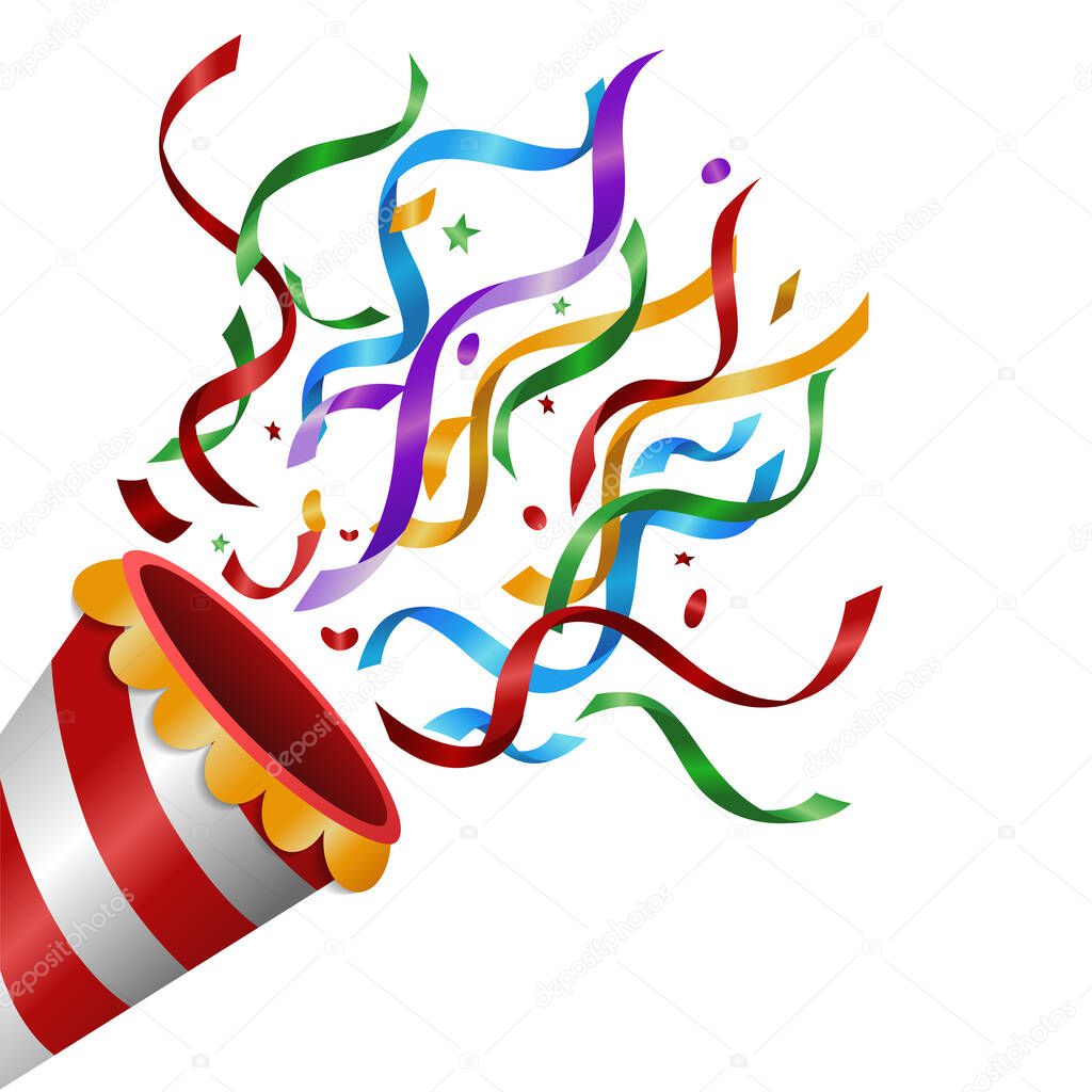 Popper explosivo con confeti colorido aislado, adecuado para fiesta de ... Popper explosivo con confeti colorido aislado, adecuado para fiesta de ...