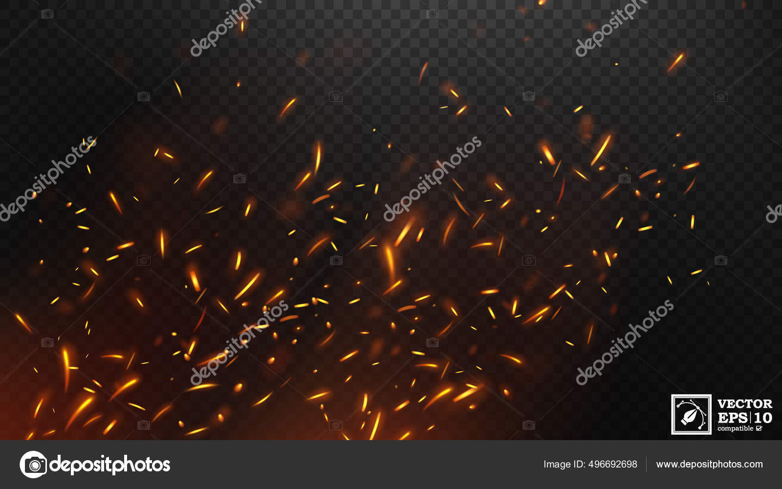 Image vectorielle Feu Étincelles Volantes Avec Fond Transparent Isolé ...