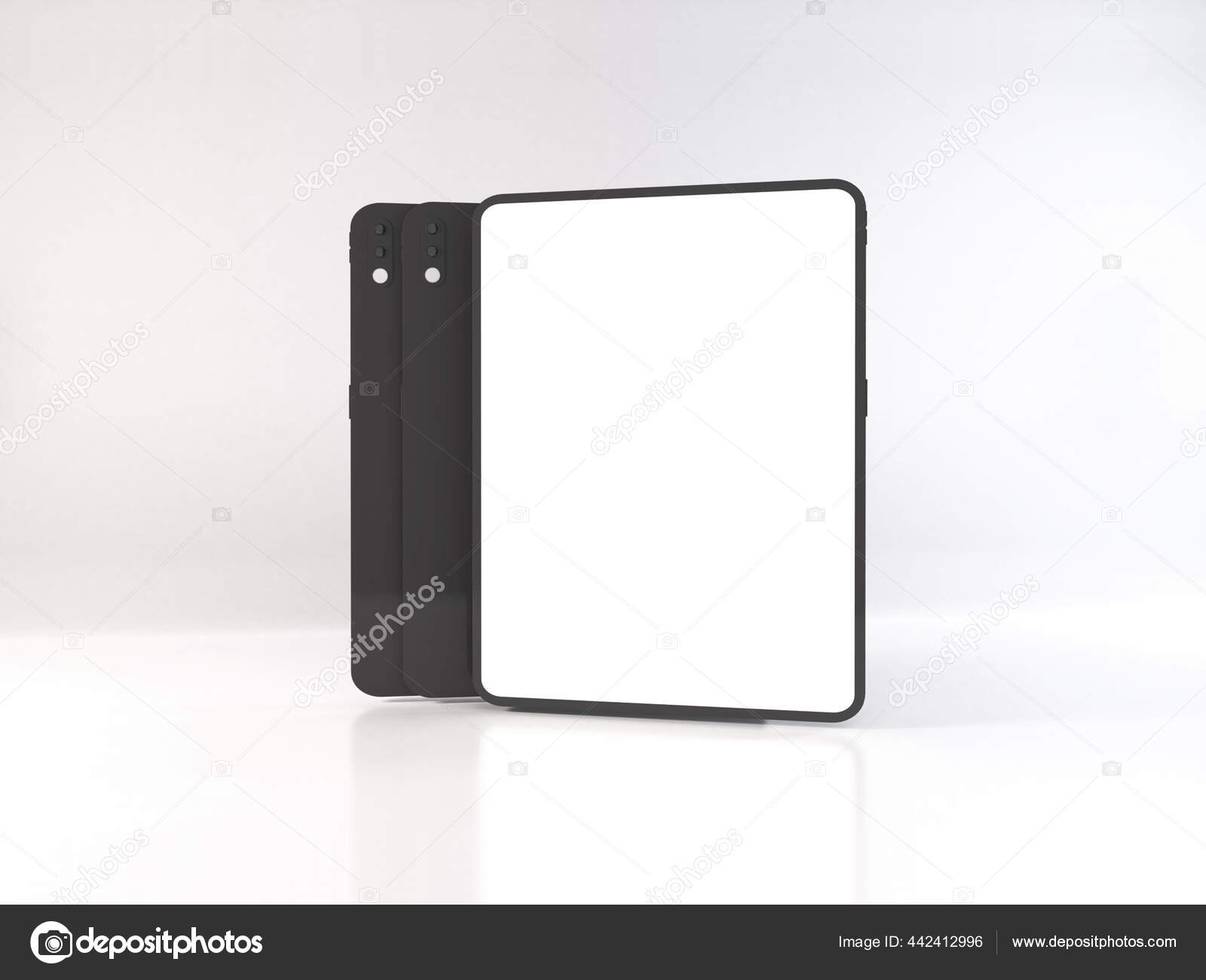 Realistic Tablet Device Mockup Template Scene — Stock Photo © dendyh7 ...