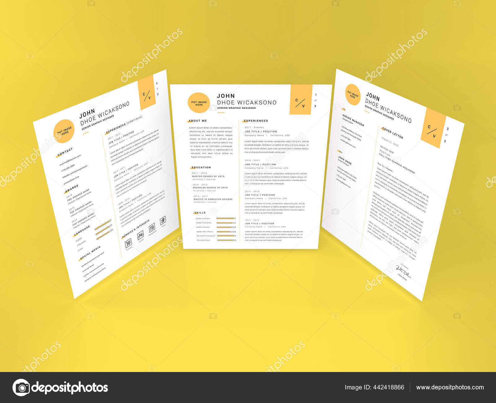 Realistic Letter Sized Curriculum Vitae Paper Mockup Template — Stock ...
