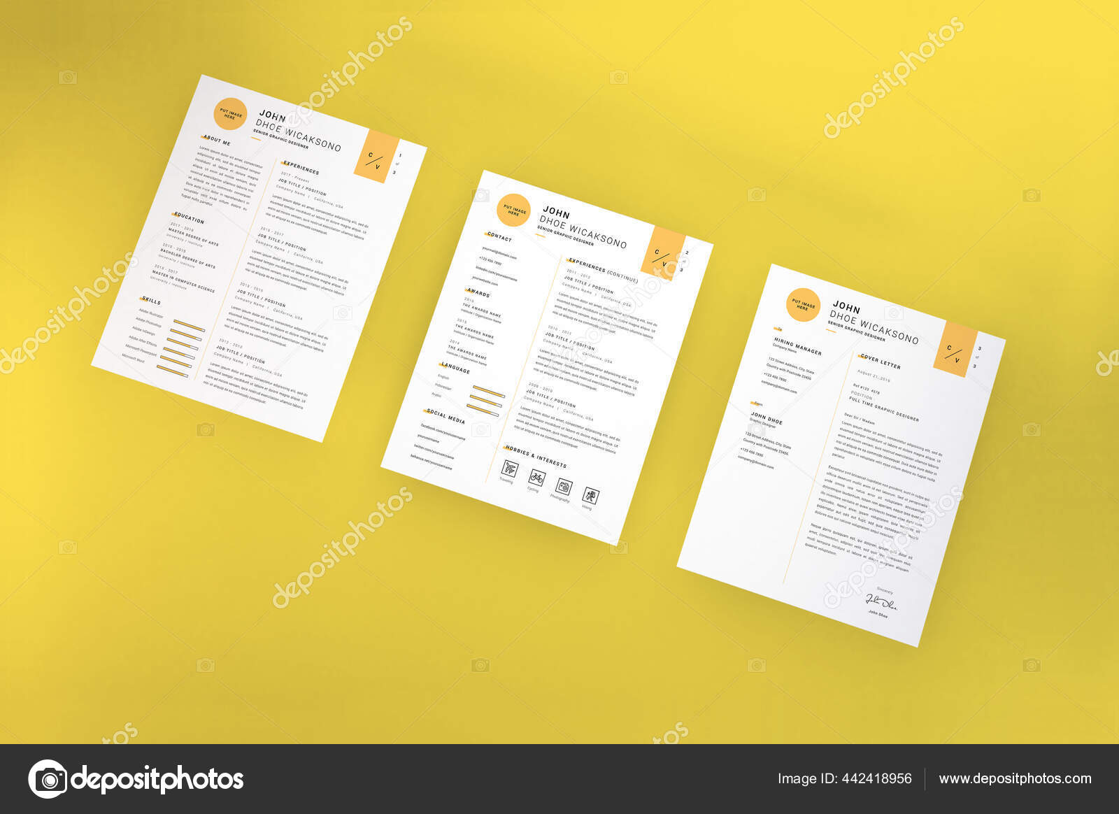 Realistic Letter Sized Curriculum Vitae Paper Mockup Template — Stock ...