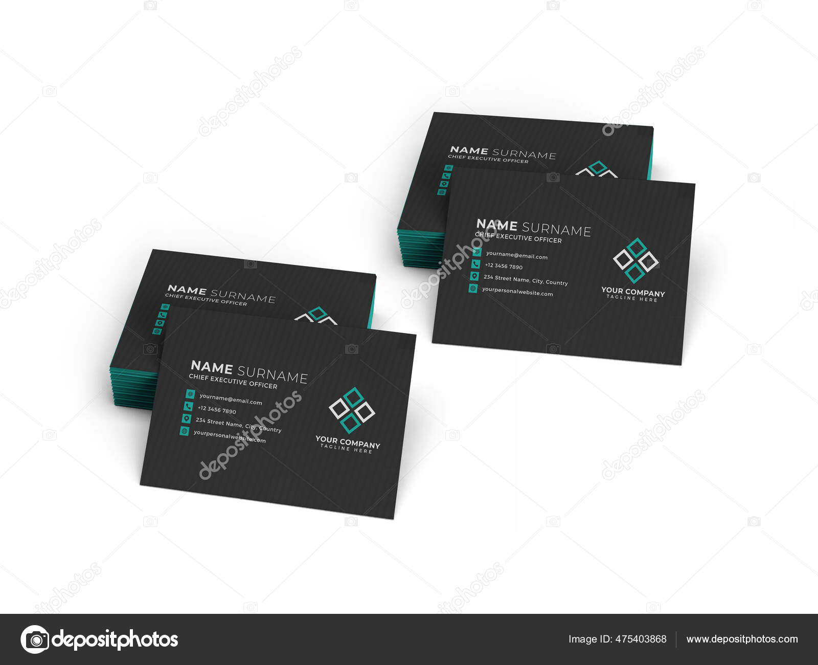 Business Card Stack Illustration Mockup Scene Isolated Background ...