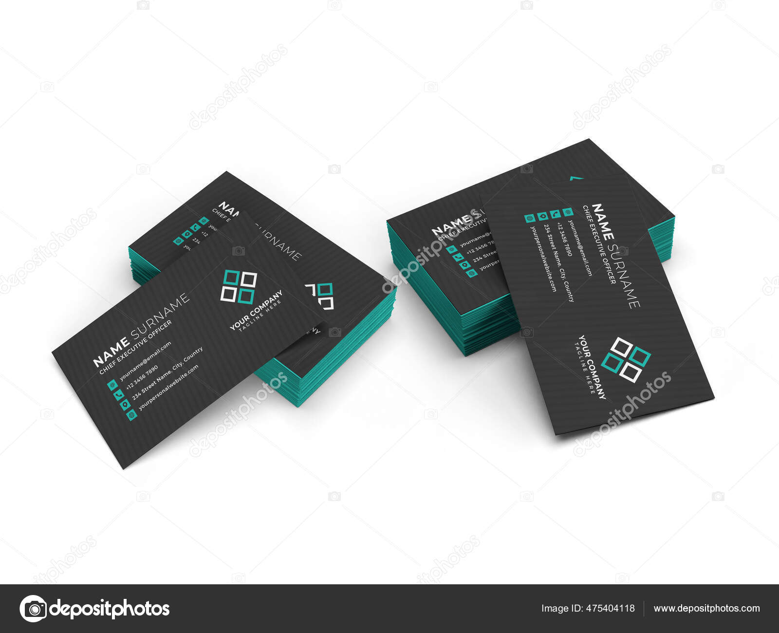 Business Card Stack Illustration Mockup Scene Isolated Background ...