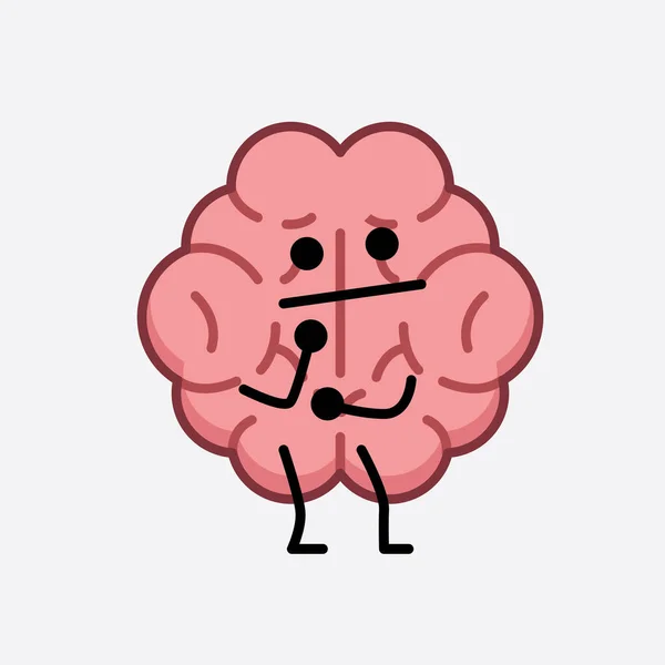 Vector Illustration Brain Character Cute Face Simple Body Line Drawing ...
