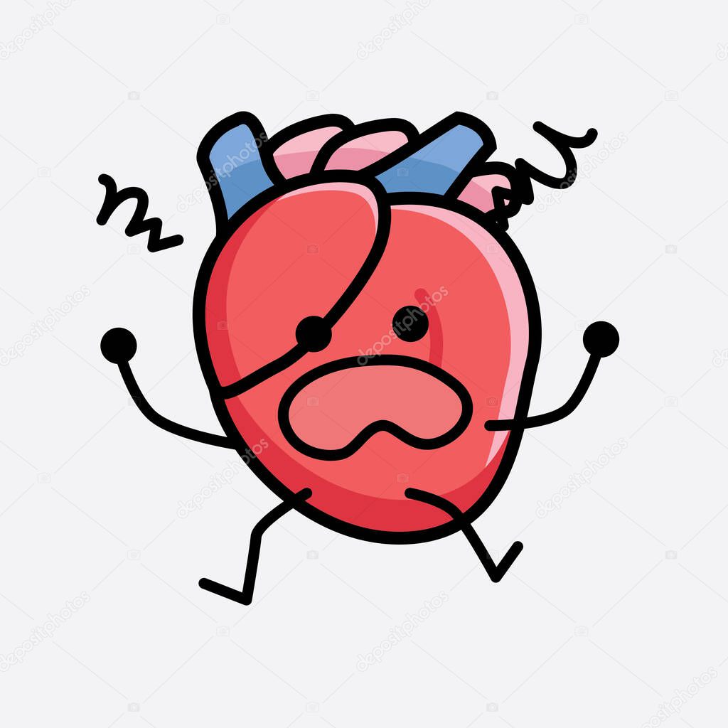 Ilustración vectorial del carácter del órgano del corazón con cara ...