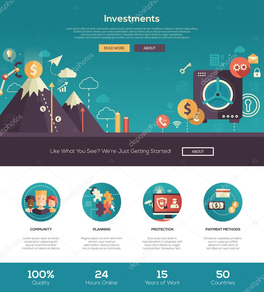 Flat design investments website header banner with webdesign elements Stock Vector Image by ...