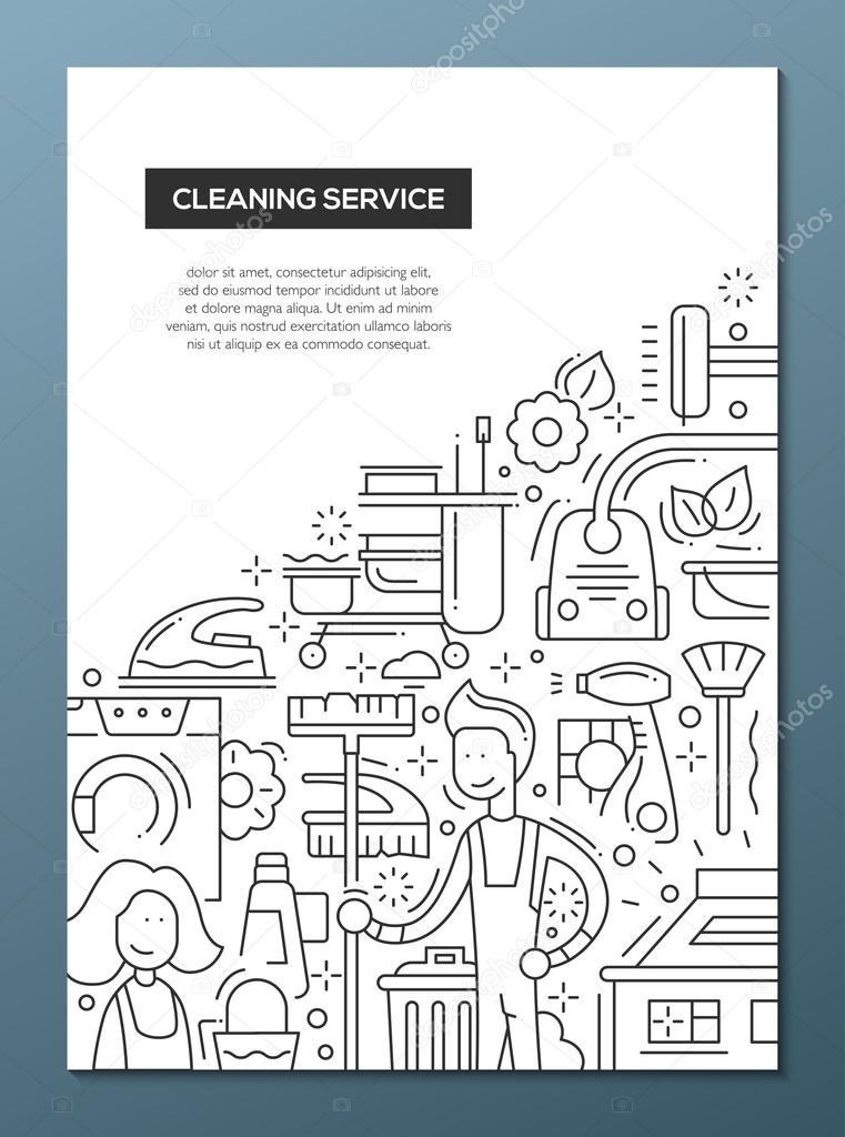 Cleaning Service - line design brochure poster template A4 Stock Vector ...
