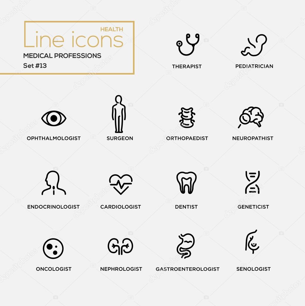 Medical Professions - line design pictograms set — Stock Vector © Boyko ...