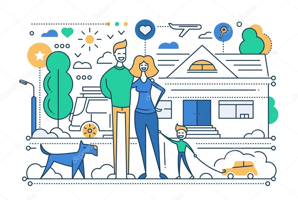 Family Life - line design composition Stock Vector Image by ©Boyko ...