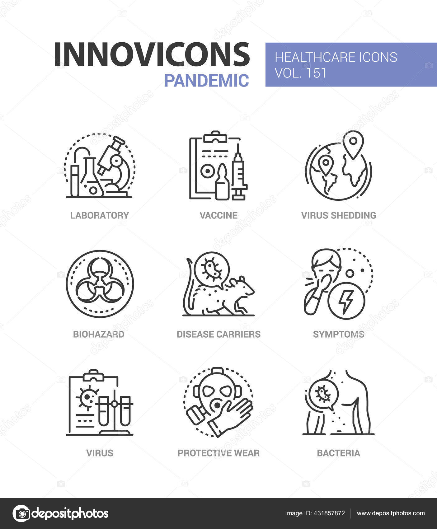 Pandemic - vector line design style icons set Stock Vector by ©Boyko ...