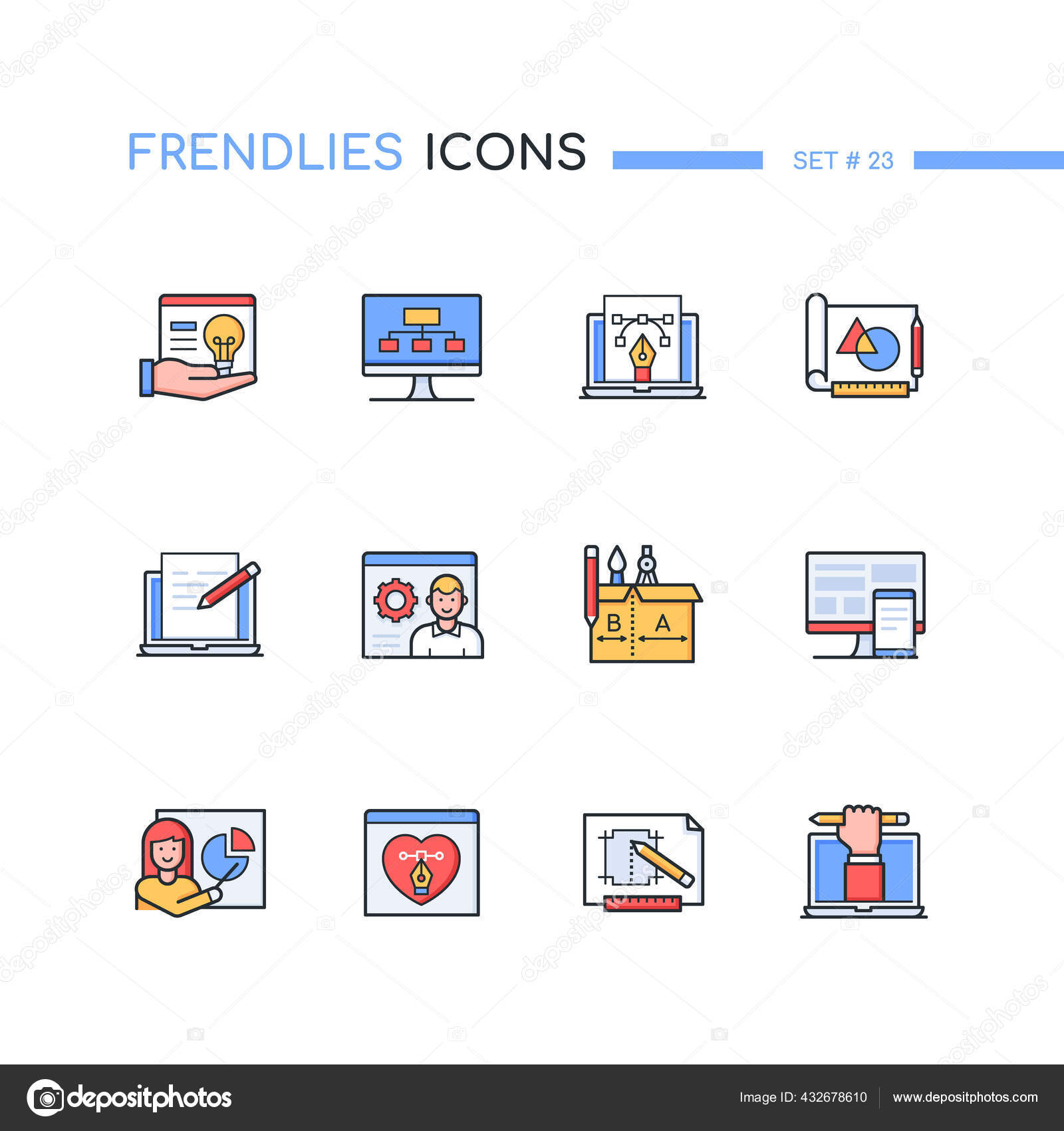 Web development - modern line style icons set Stock Vector Image by ...