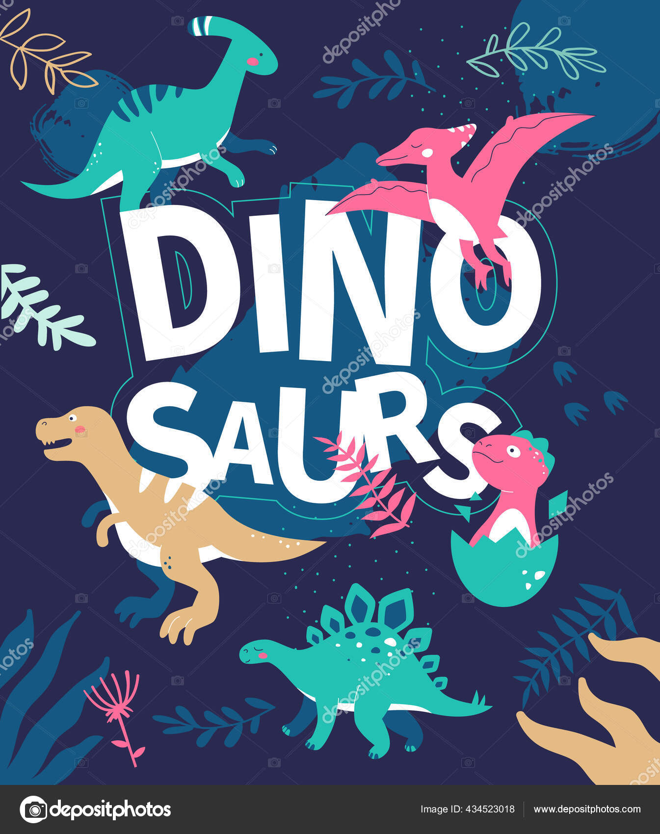 Dinosaurs - flat design style illustration with characters Stock ...