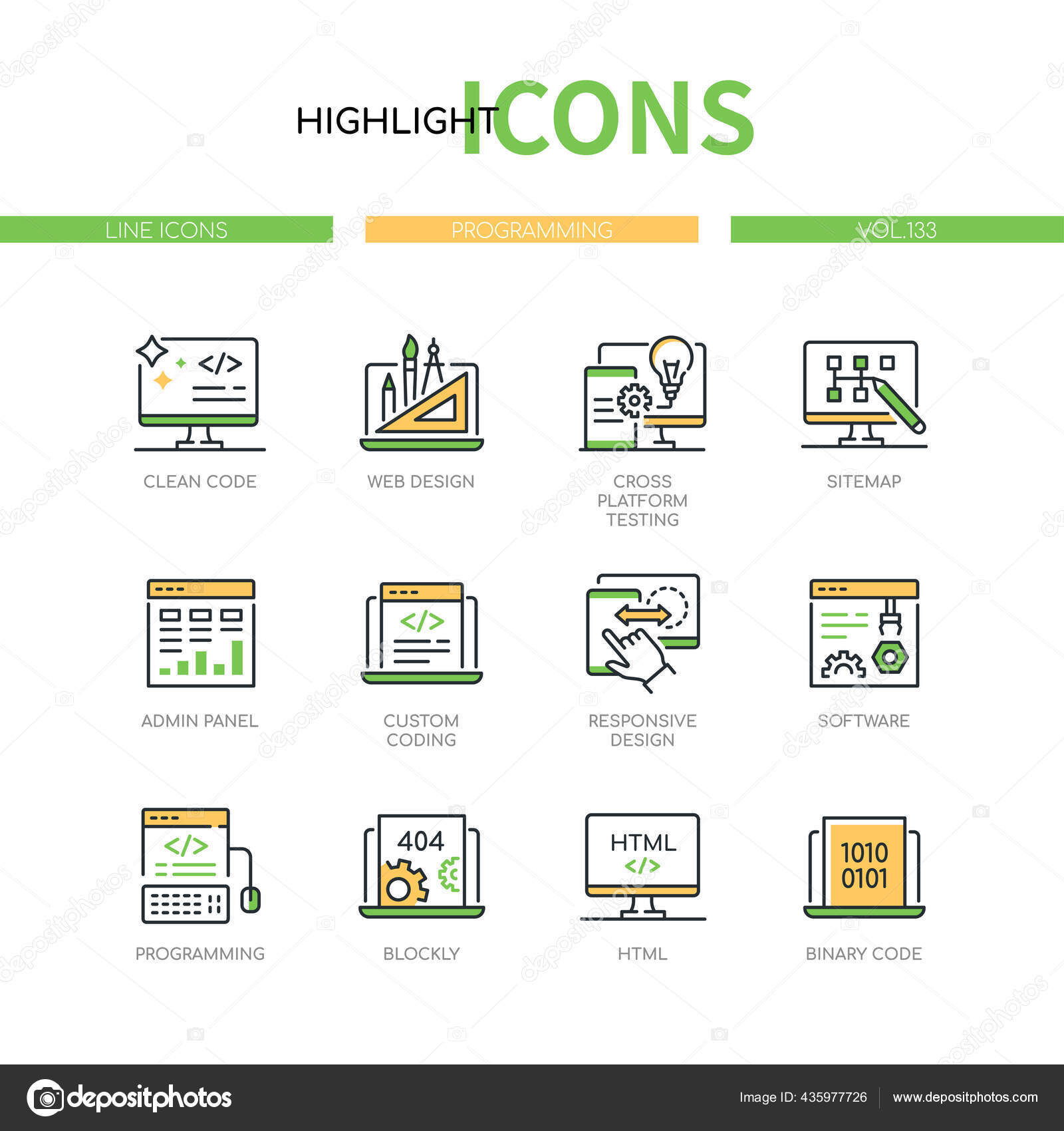 Programming - modern line design style icons set Stock Vector by ©Boyko ...
