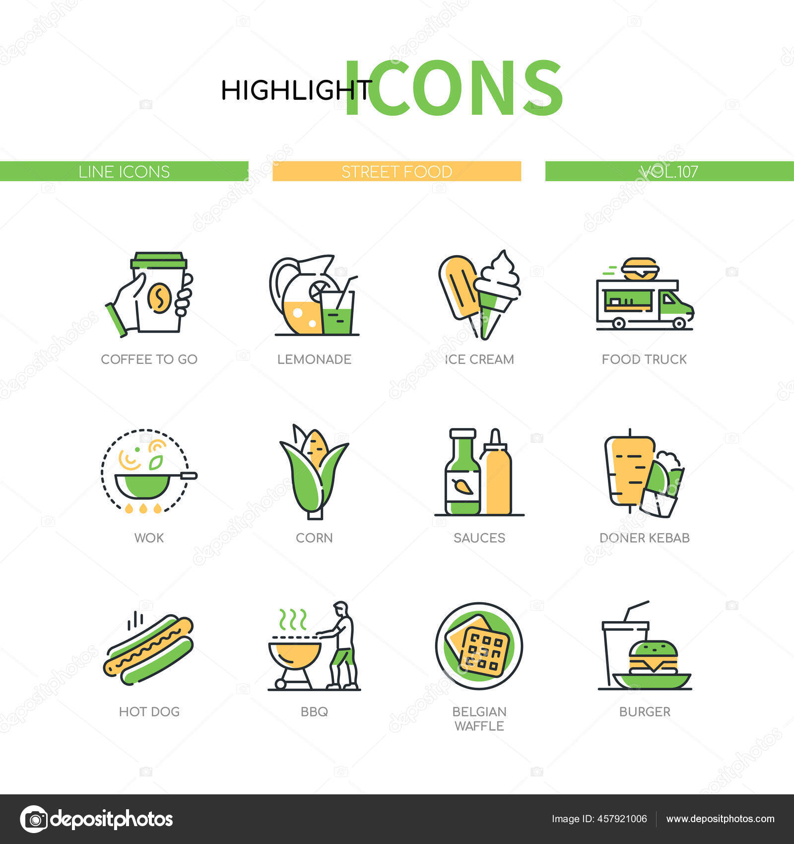 Street food - line design style icons set Stock Vector Image by ©Boyko ...