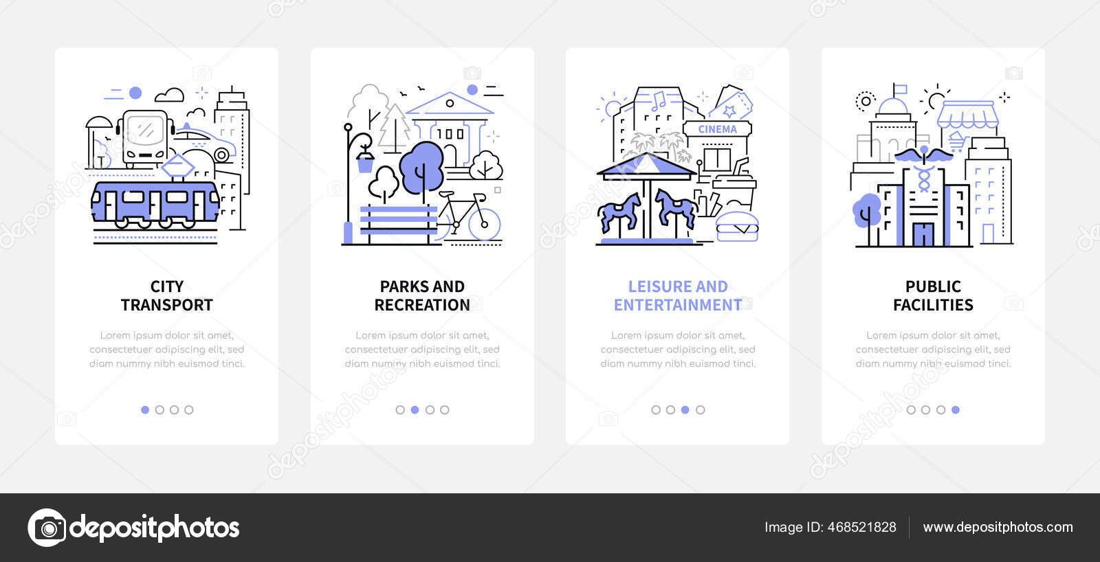 City wayfinding - modern line design style web banners Stock Vector ...