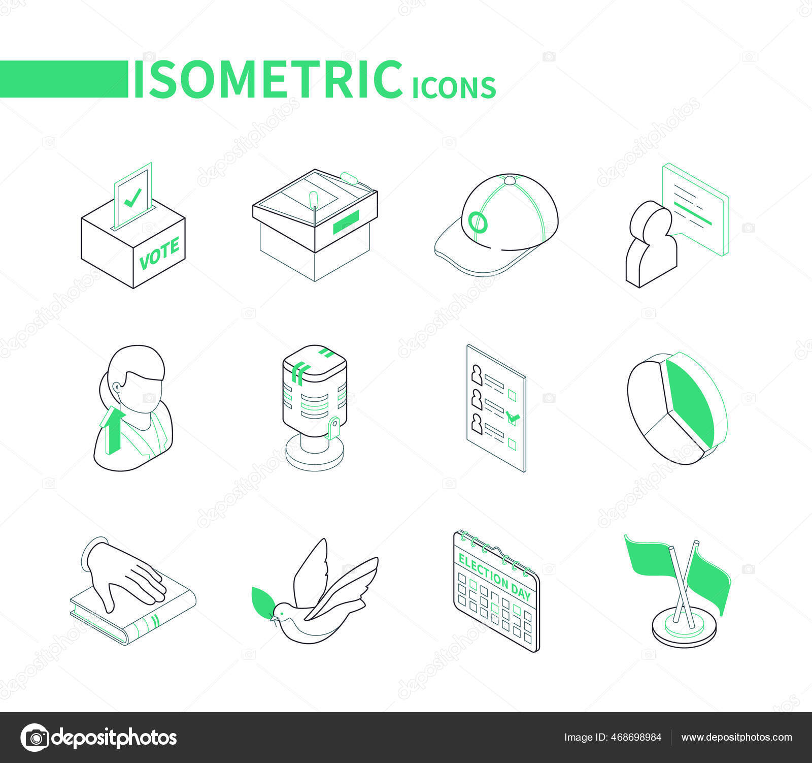 Election and voting - modern line isometric icons set Stock Vector by ... Election and voting - modern line isometric icons set Stock Vector by ...