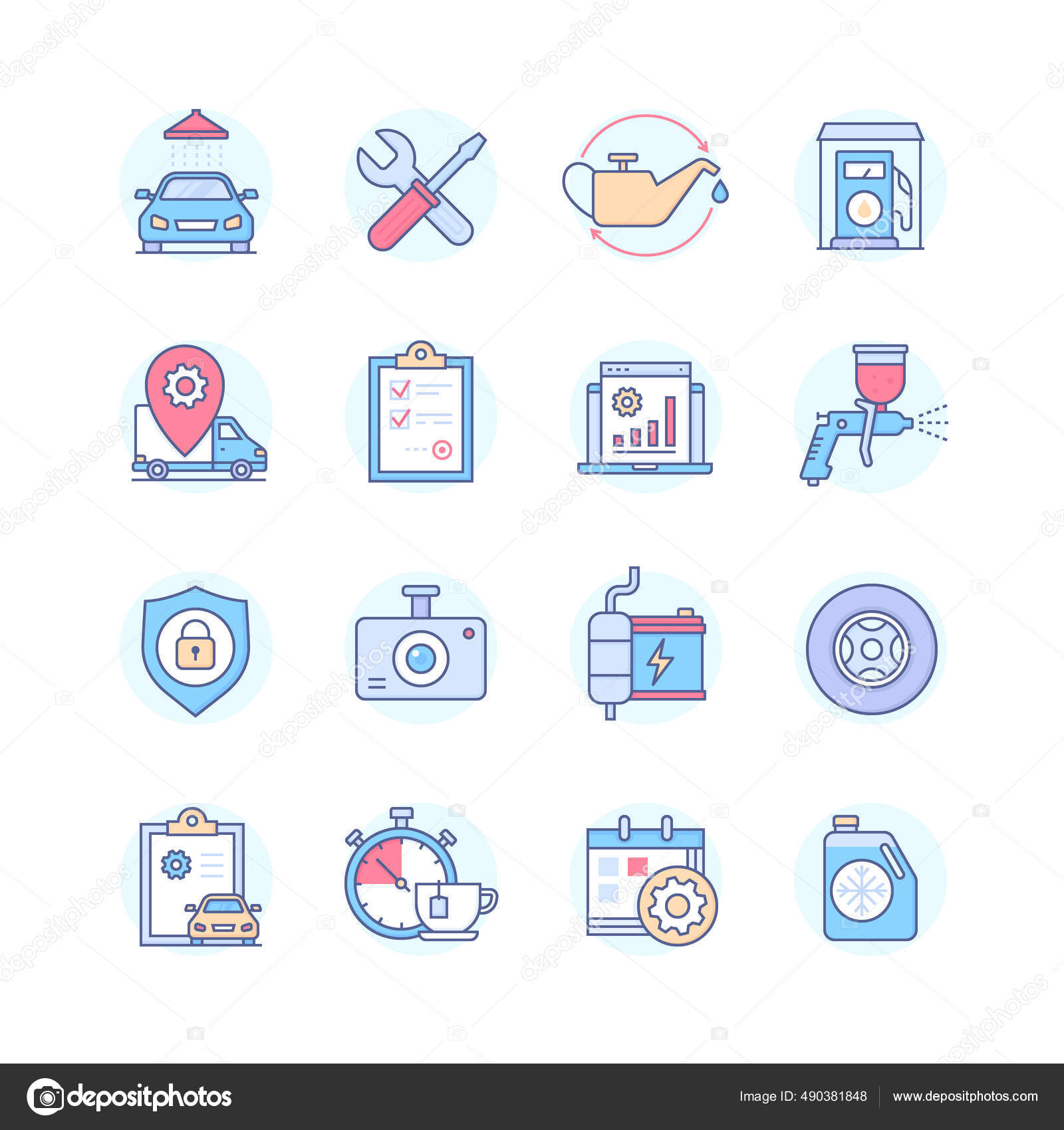 Car care line design style icon set Stock Vector Image by ©Boyko ...