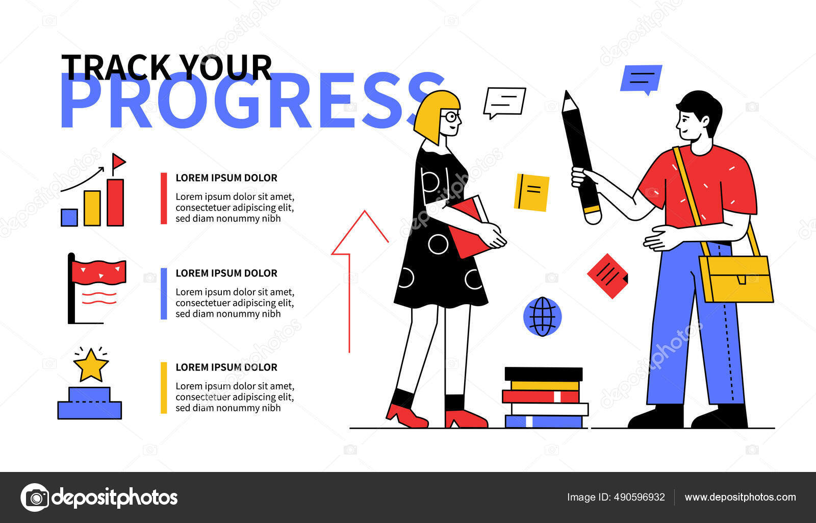 Track your progress - line design style web banner Stock Vector by ...