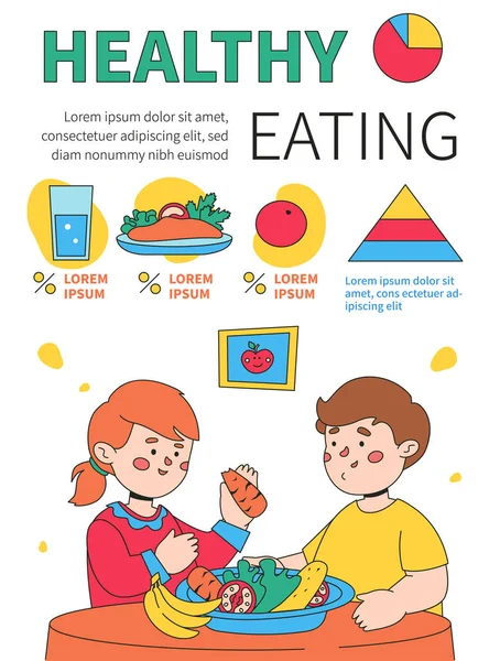 Illustration of healthy eating infographics with icons. Vitamins Stock ...