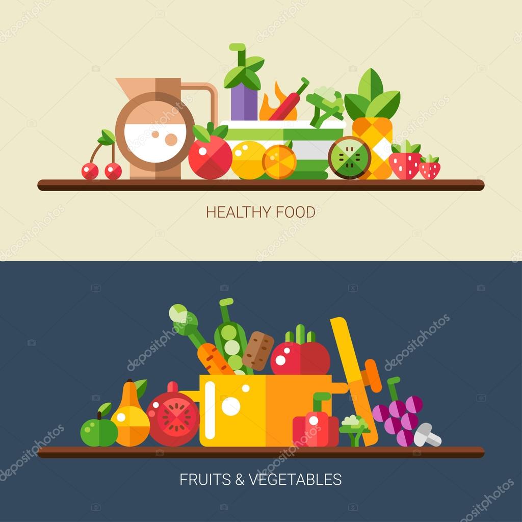 Set of flat design fruits and vegetables icons Stock Vector Image by ... Set of flat design fruits and vegetables icons Stock Vector Image by ...