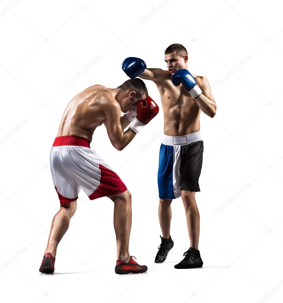 Two professionl boxers are fighting on the white Stock Photo by ©103tnn ...