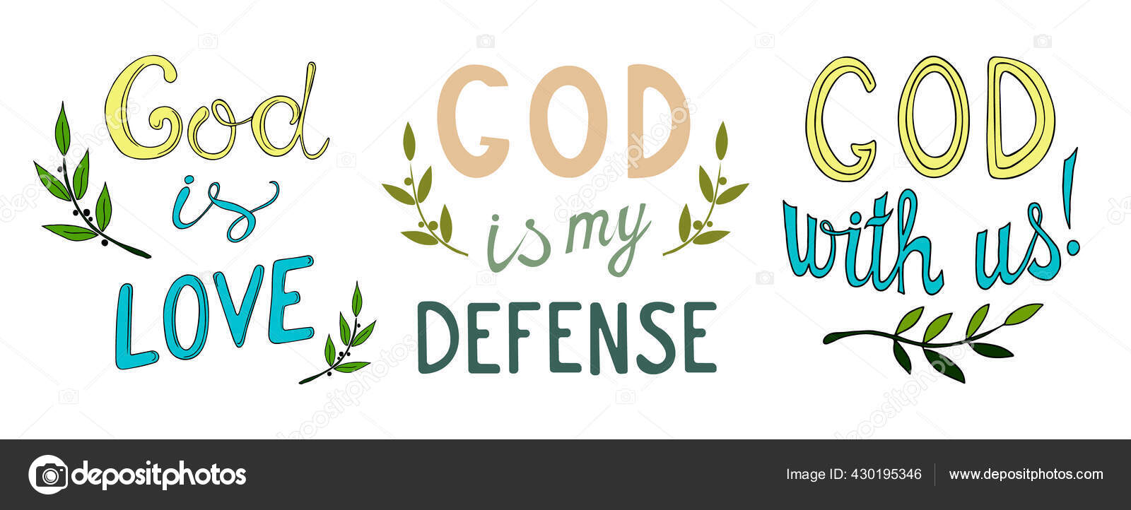 A set of vector illustrations with the inscription on the theme of the ...