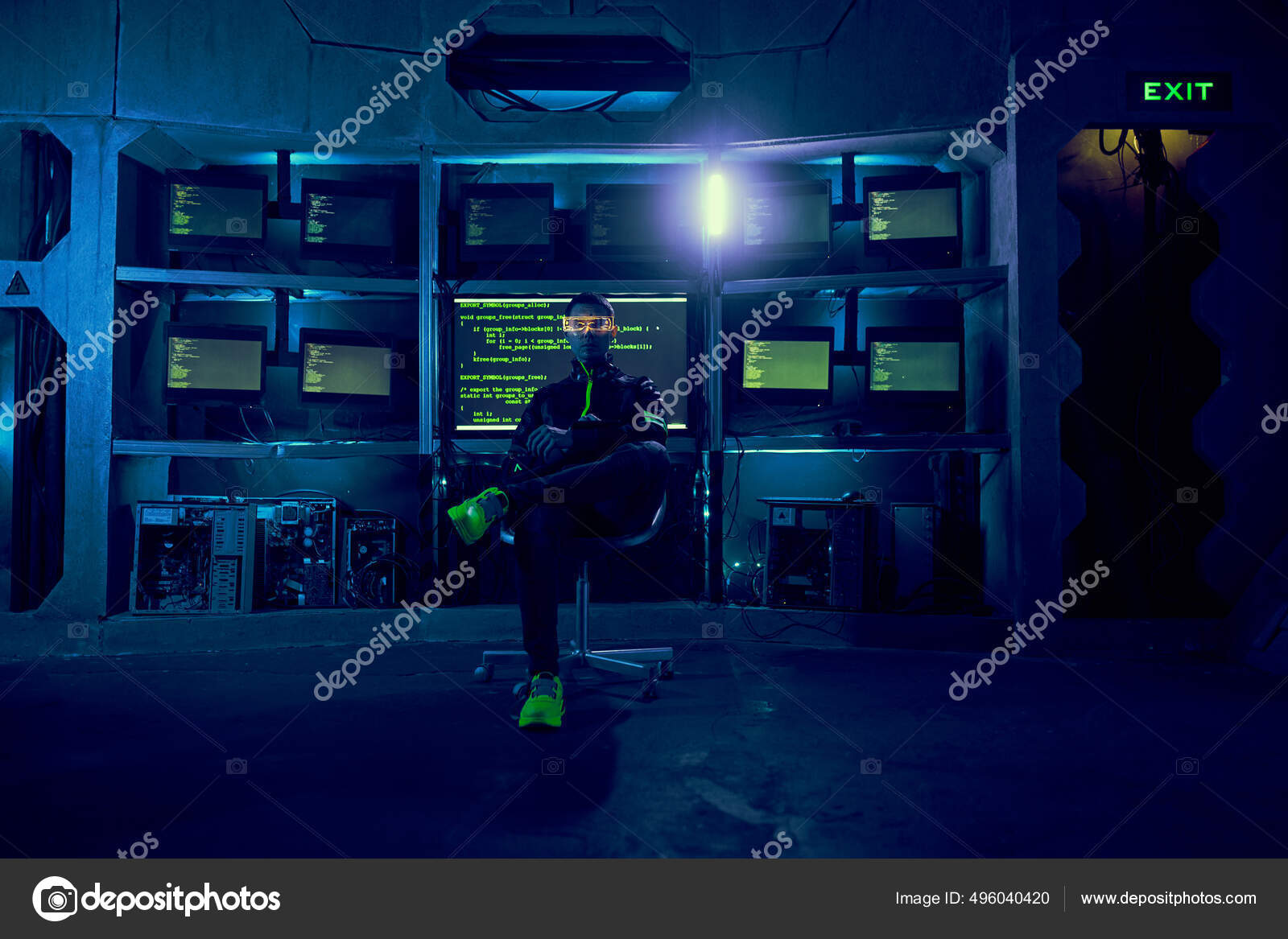 Cyber hacker breaks into databases to obtain information using a computer. — Stock Photo ...