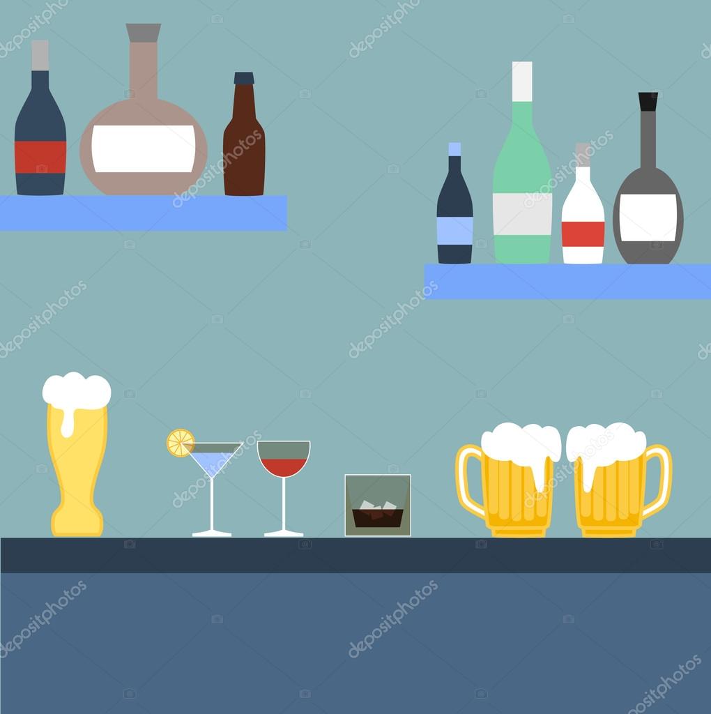 Bar with alcoholic beverages Stock Vector by ©nuclear_lily 58226081