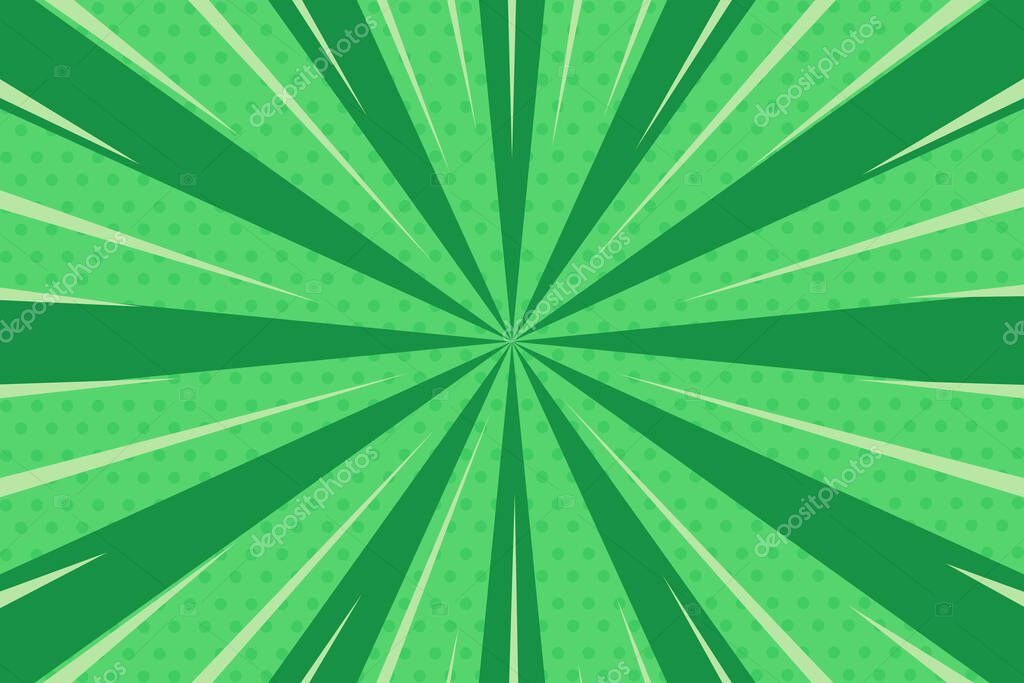 Abstract Green Comic Zoom Background With Halftone Vector premium vector 2024