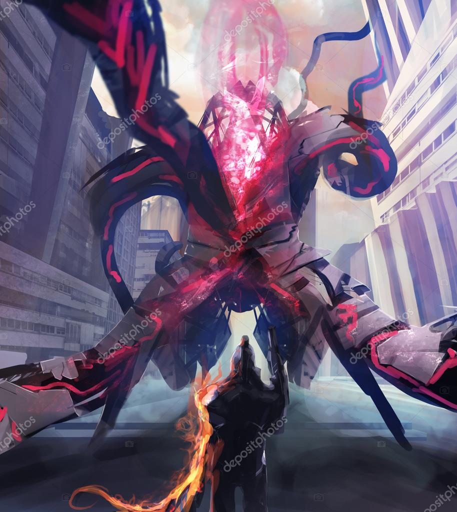 Robot alien monster scene. — Stock Photo © breakermaximus #58732537