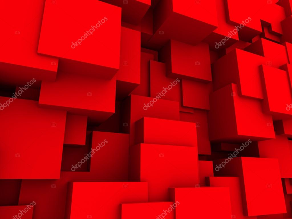 Red Chaotic Cubes Wall Background — Stock Photo © VERSUSstudio #106284276