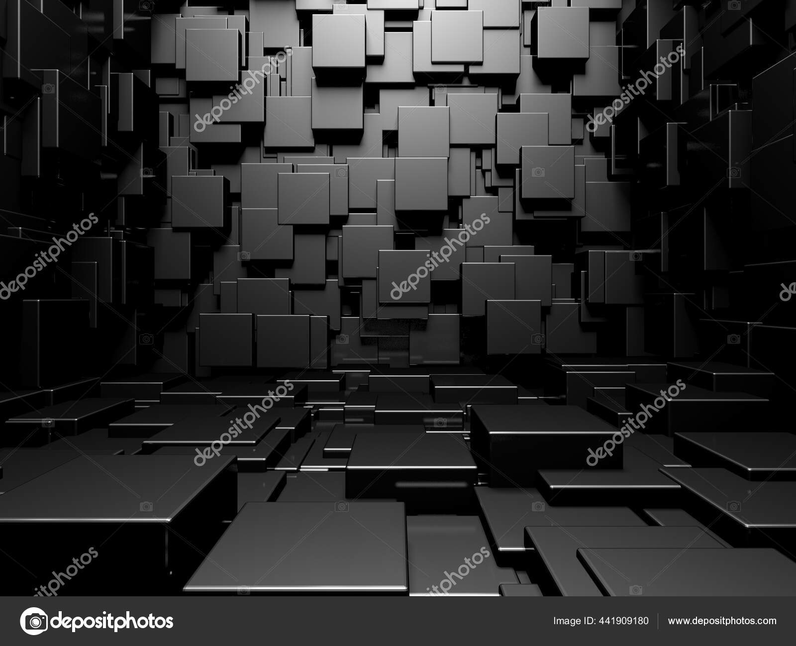 Abstract Dark Cubes Futuristic Design Background Render Illustration ...